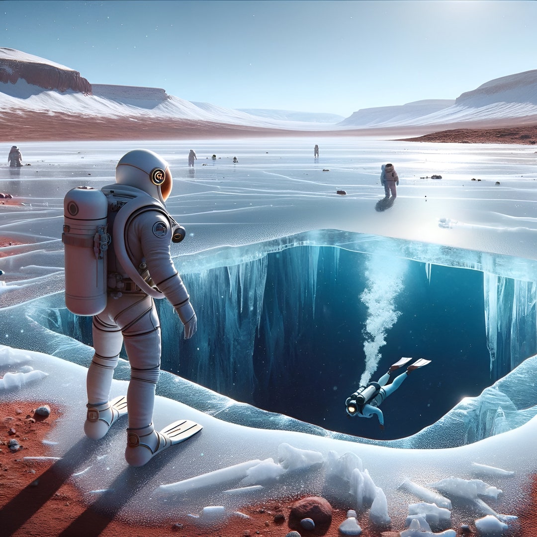 Astronaut Scuba Diver by a Lake on Mars - Etsy