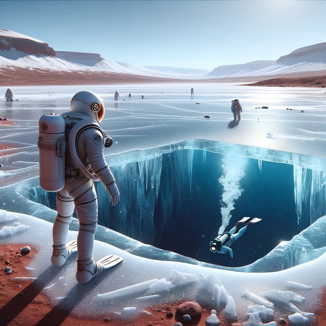Astronaut Scuba Diver by a Lake on Mars - Etsy
