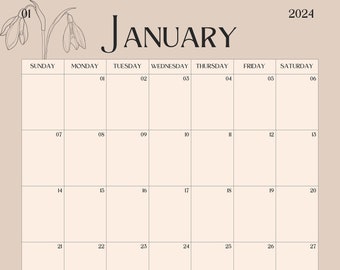 2024 Flower of the Month Calendar Digital Download and Canva Link - Etsy