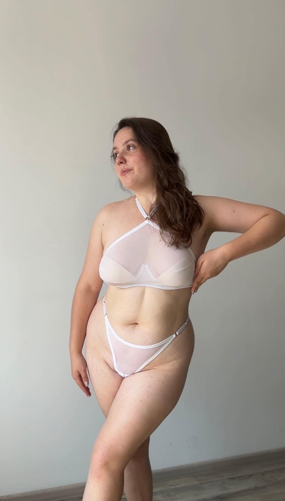 Mesh White Plus Size Lingerie Set, Sheer Bra Top Panties, Halter, Bridal Lingerie - Etsy