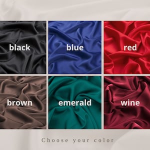 More Colors - Long Satin Elegant Black Handmade Robe With Long Sleeves ...