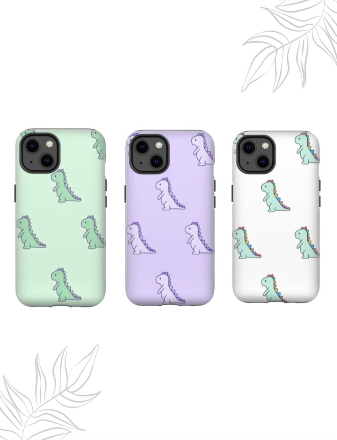 Cute Dinosaur Phone Case for iPhone 15 14 13 12 11 X 8 Samsung A14 S23 ...
