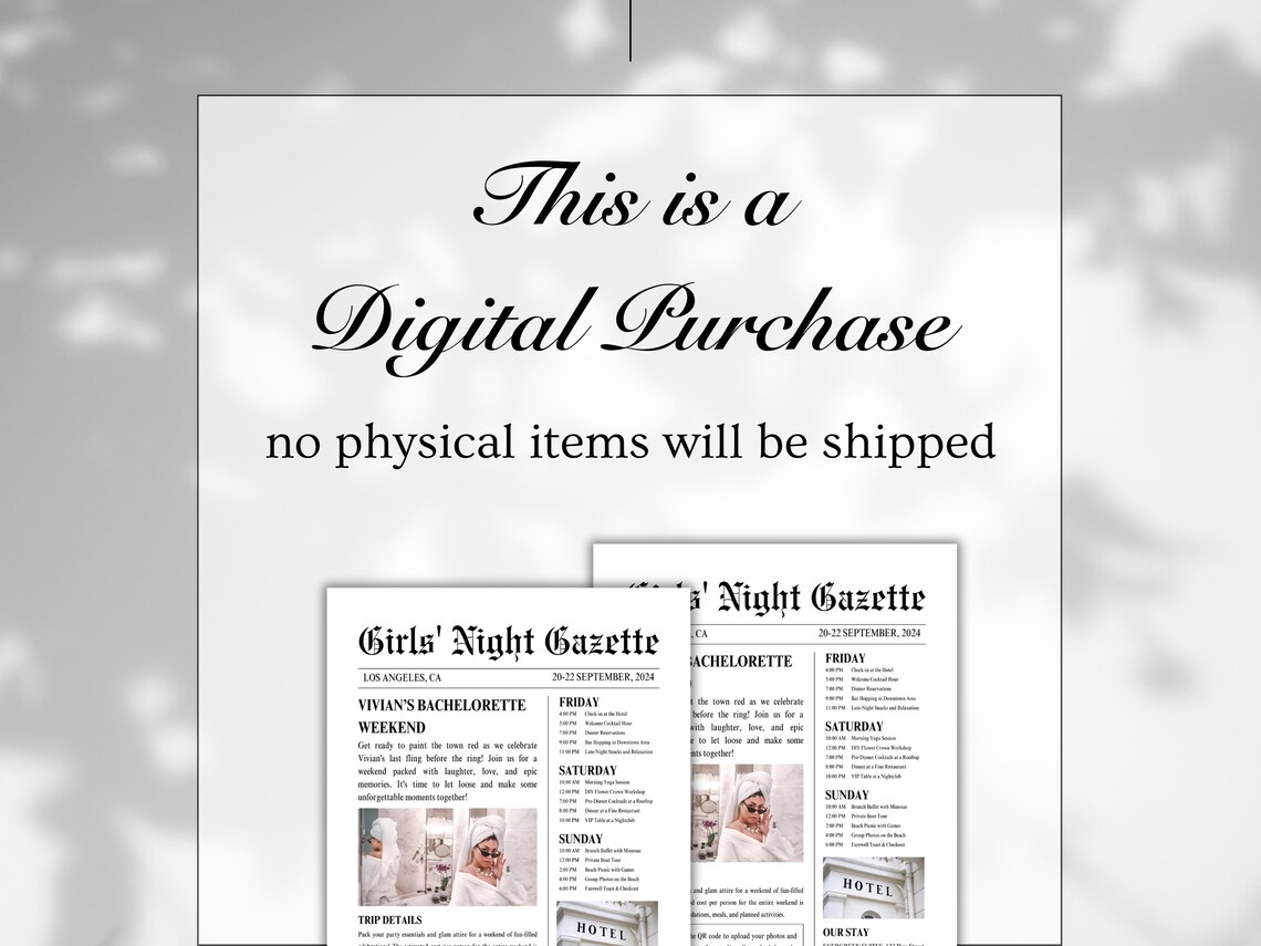 Bachelorette Party Newspaper Template: Editable Hen Party Itinerary ...