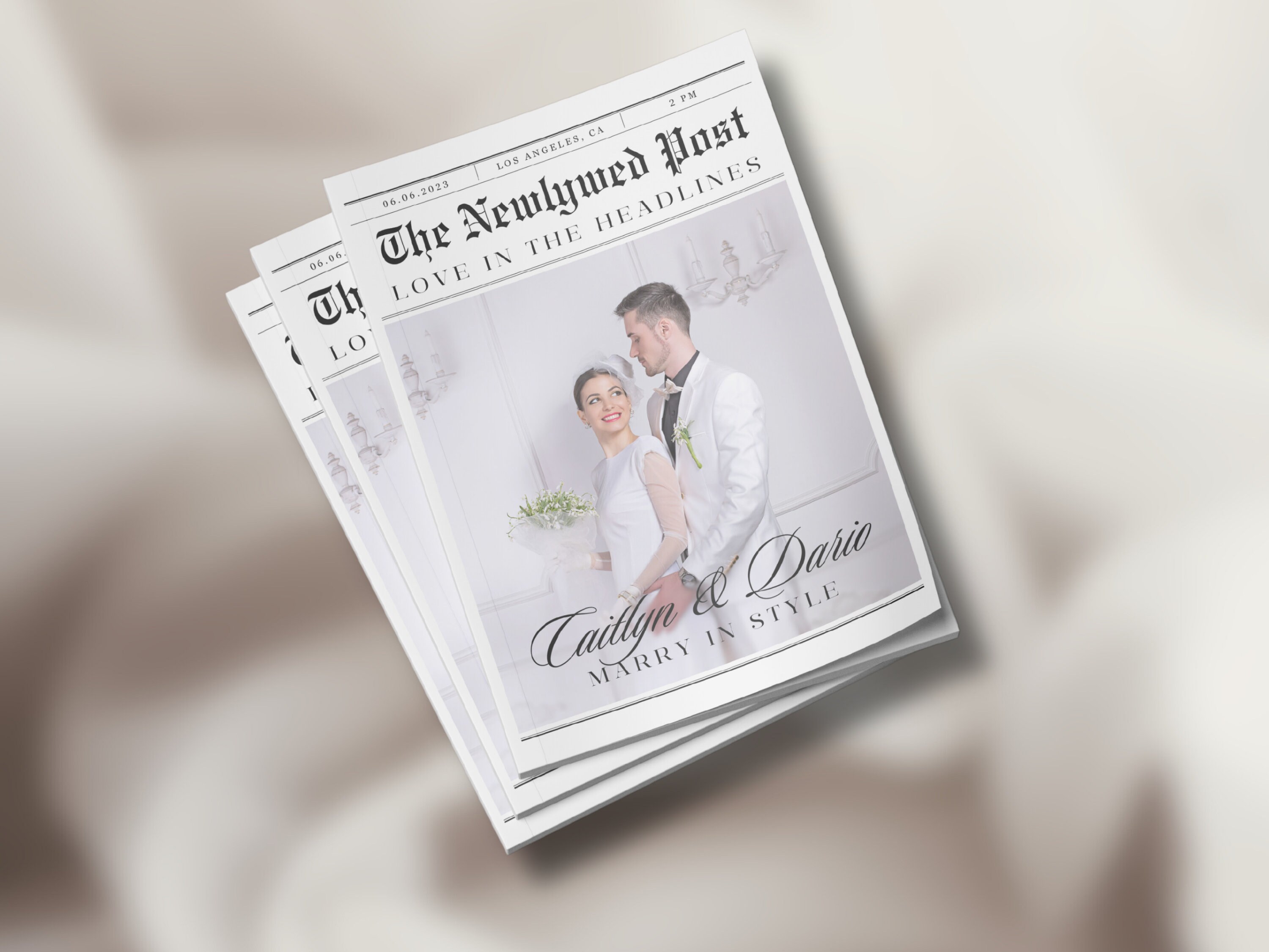 Large Folded Wedding Day Newspaper, Unique Custom Ceremony Timeline ...