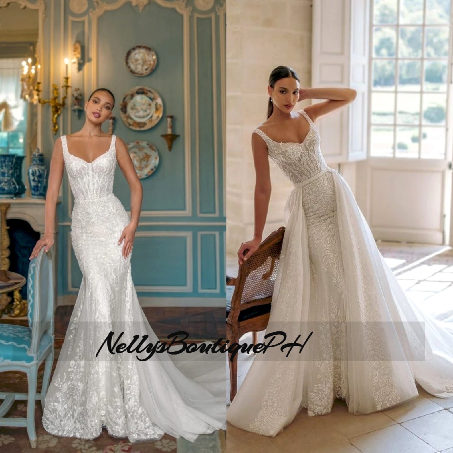 Exquisite Square-neck Wedding Dress Sleeveless Backless A-line Lace ...