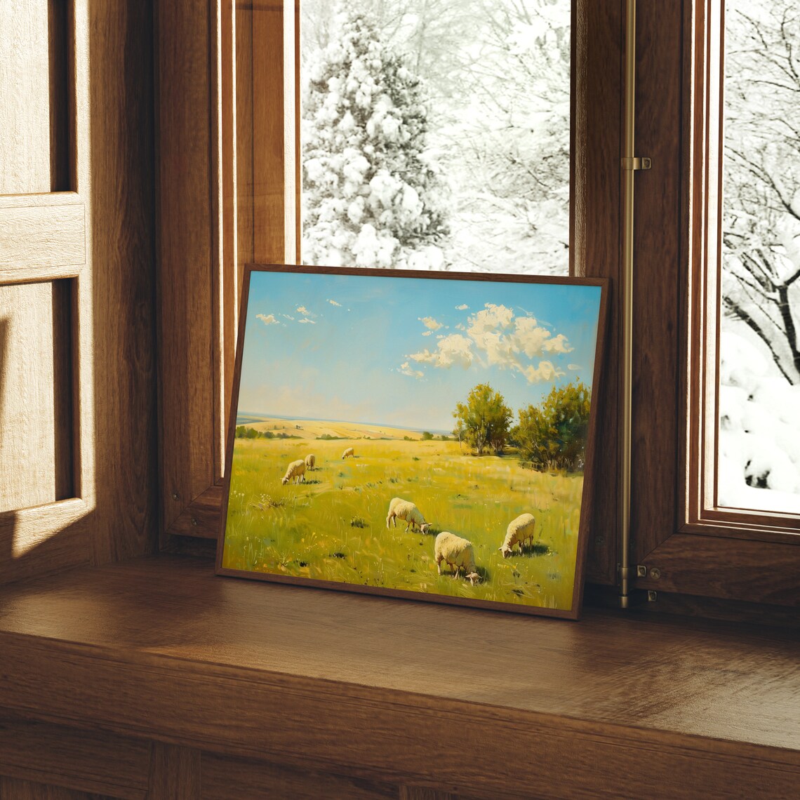 Printed Sheep on a Field Wall Art Poster - Etsy