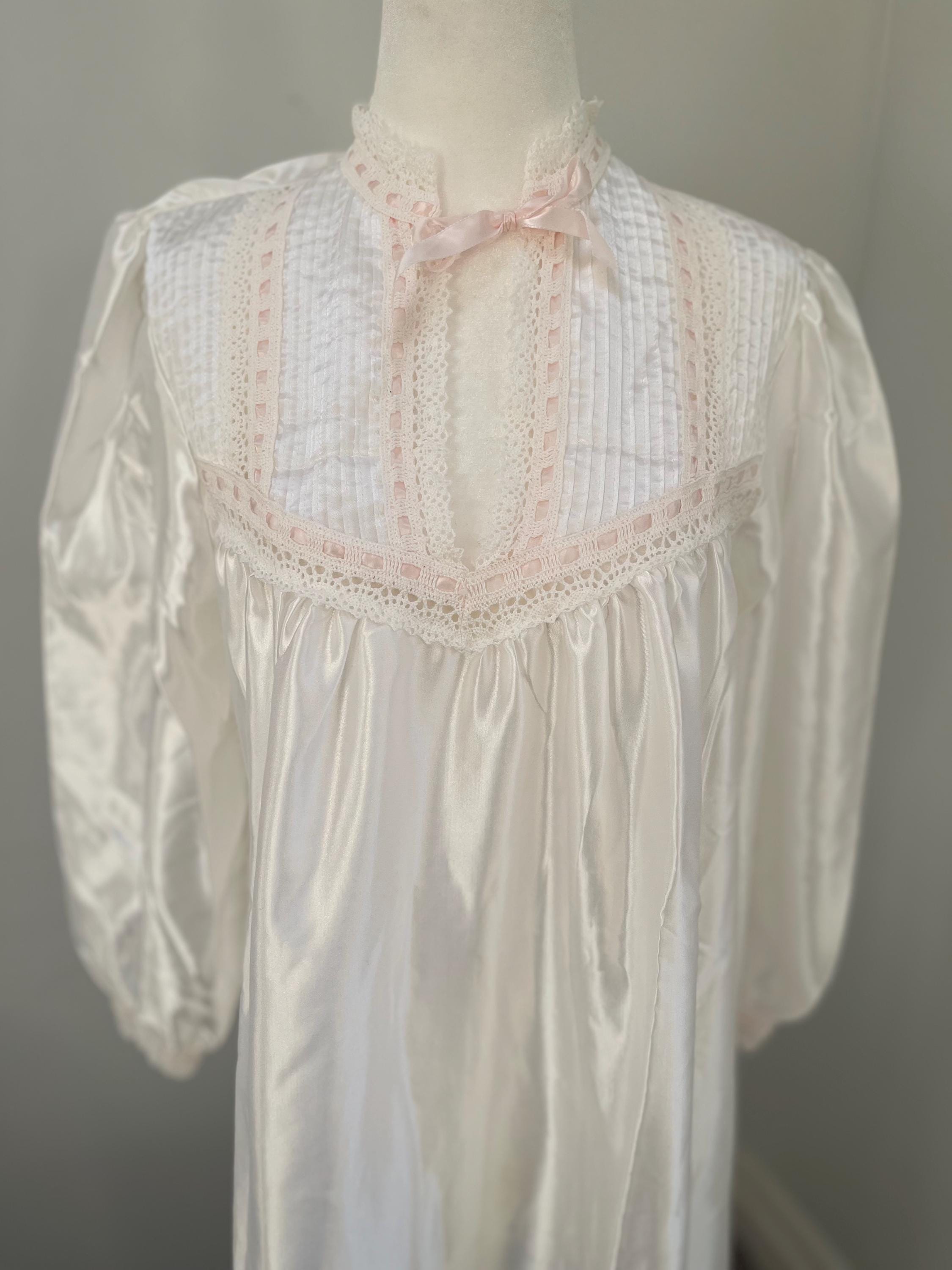 Vintage Long White Satin Nightgown - Etsy