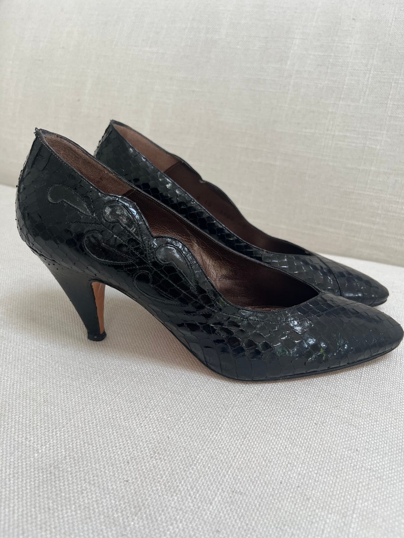 80s Snakeskin Leather Pumps - Etsy