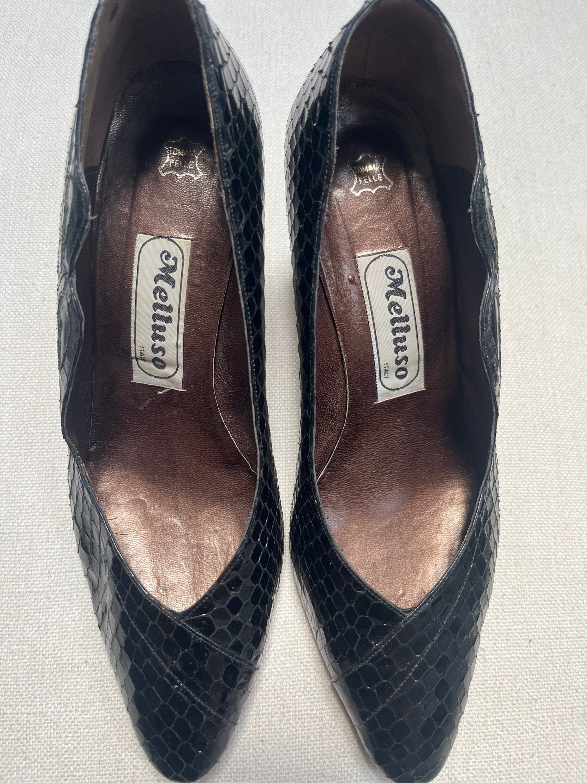 80s Snakeskin Leather Pumps - Etsy