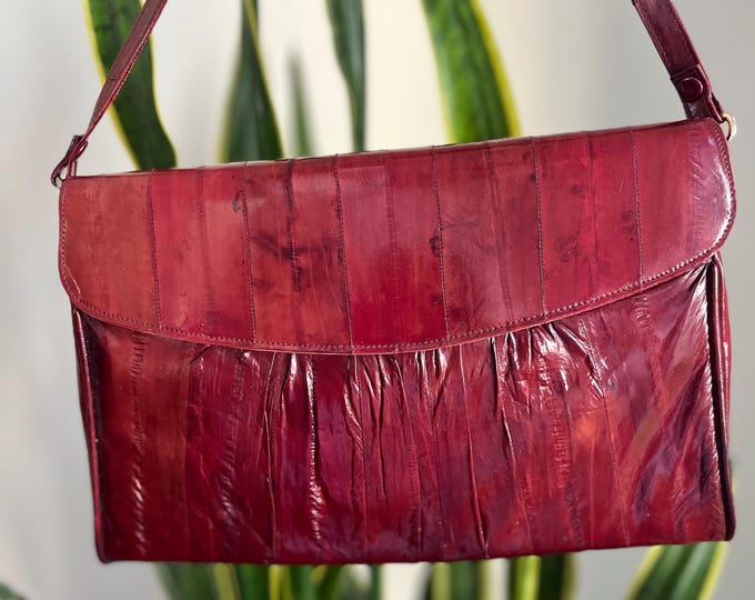 Vintage 70s Cherry Red Eel Skin Purse - Etsy