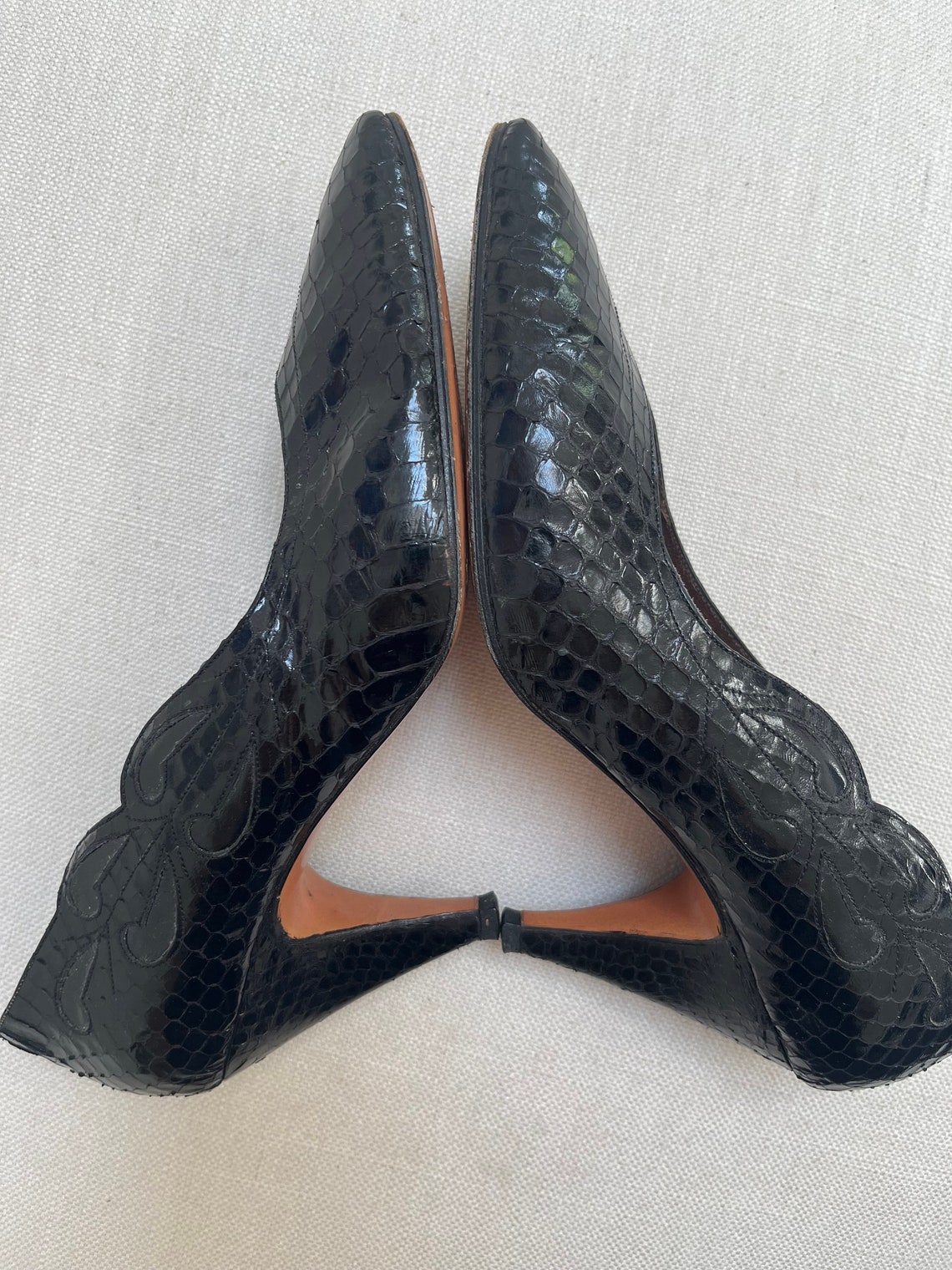 80s Snakeskin Leather Pumps - Etsy