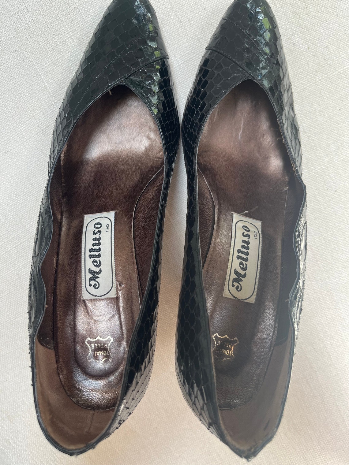 80s Snakeskin Leather Pumps - Etsy