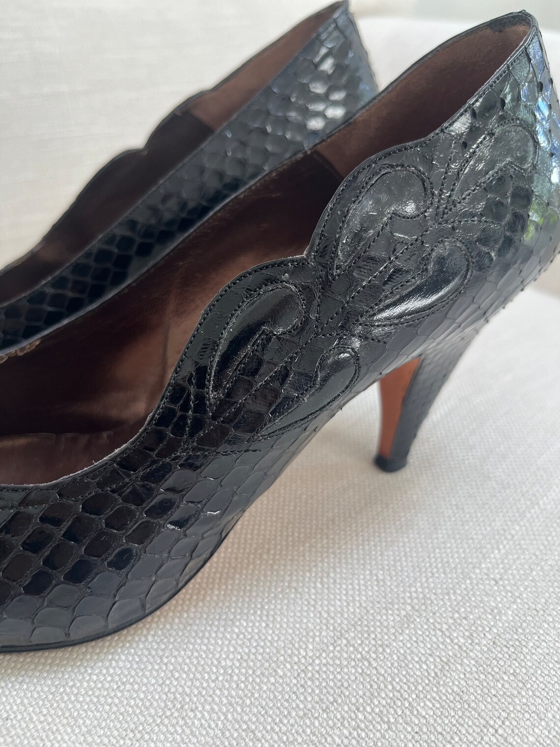 80s Snakeskin Leather Pumps - Etsy