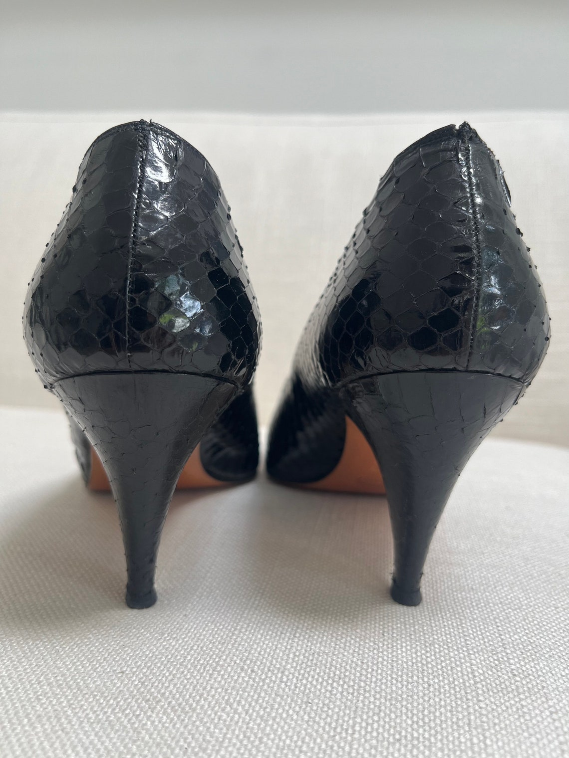 80s Snakeskin Leather Pumps - Etsy