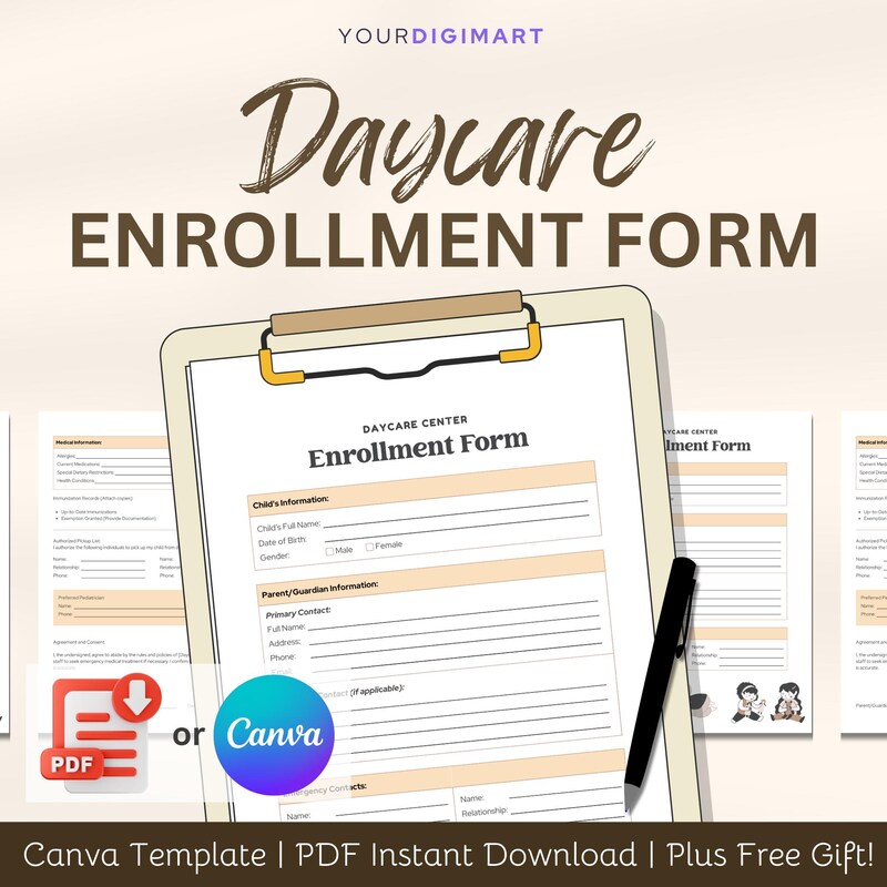 Daycare Enrollment Template - Etsy