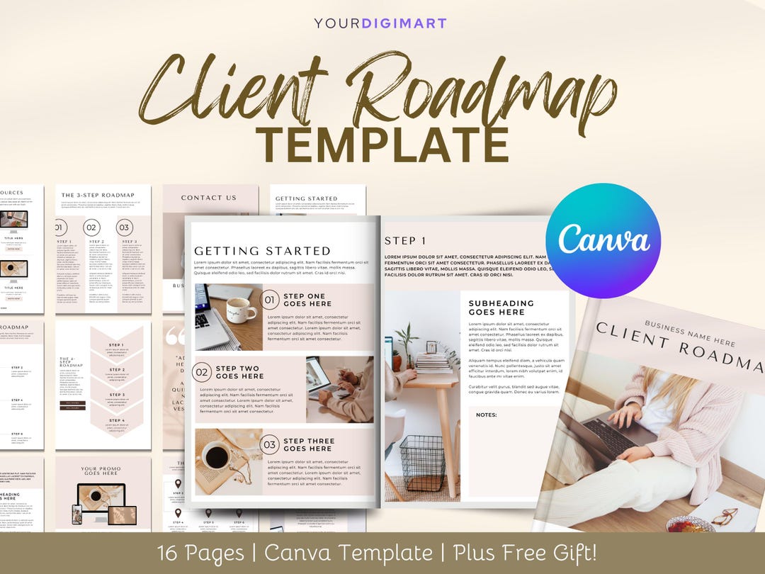 Roadmap Template Canva Client Roadmap Course Ebook Roadmaps Workbook ...