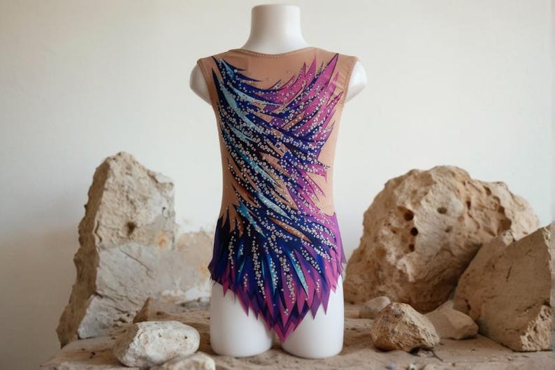 Rhythmic Gymnastics Leotard Custom – Competition Girl | Blue-pink ...