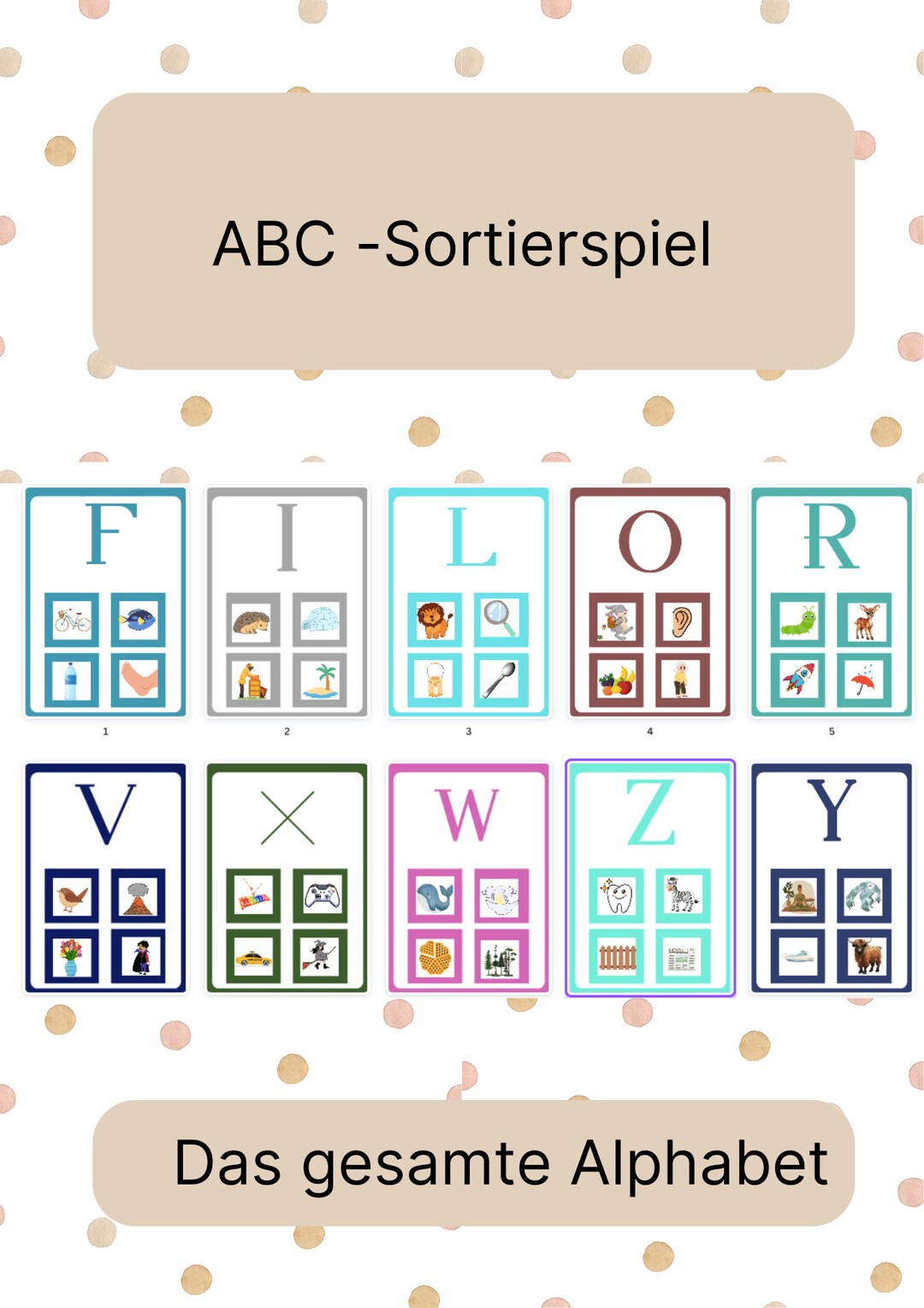 ABC Picture Cards Montessori Sorting Game Toddler Learning Game PDF DIY ...