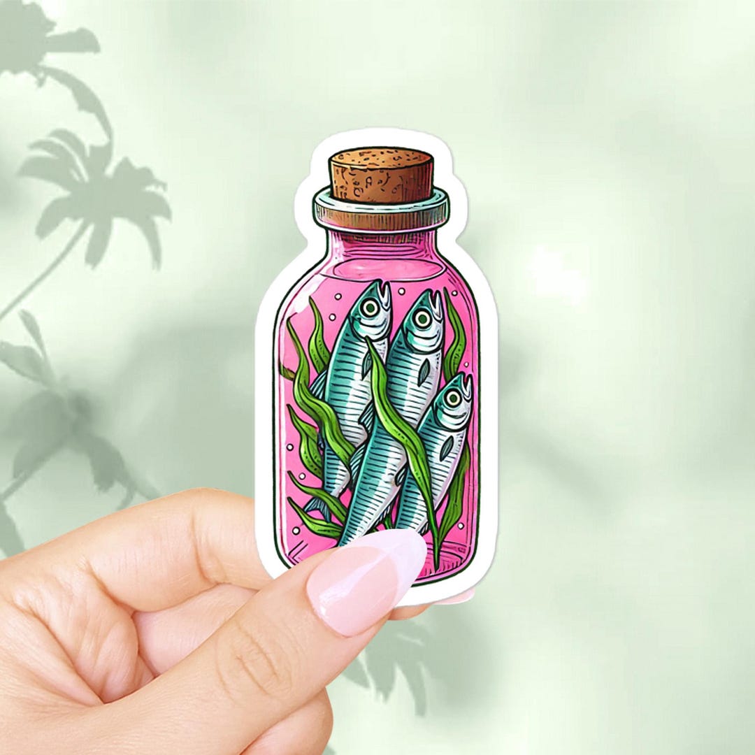 Sardine Bottle Vinyl Sticker. Sea Animals and Ocean Lovers Gift. Girly ...