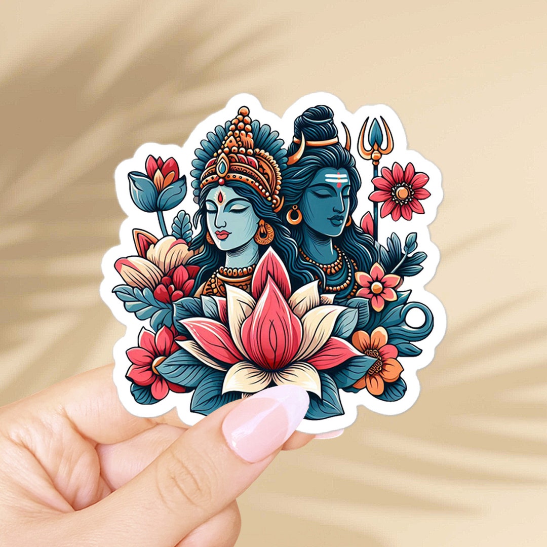 Parvati and Shiva Sticker. Hindu Religion, Cute Hinduism Symbols and ...
