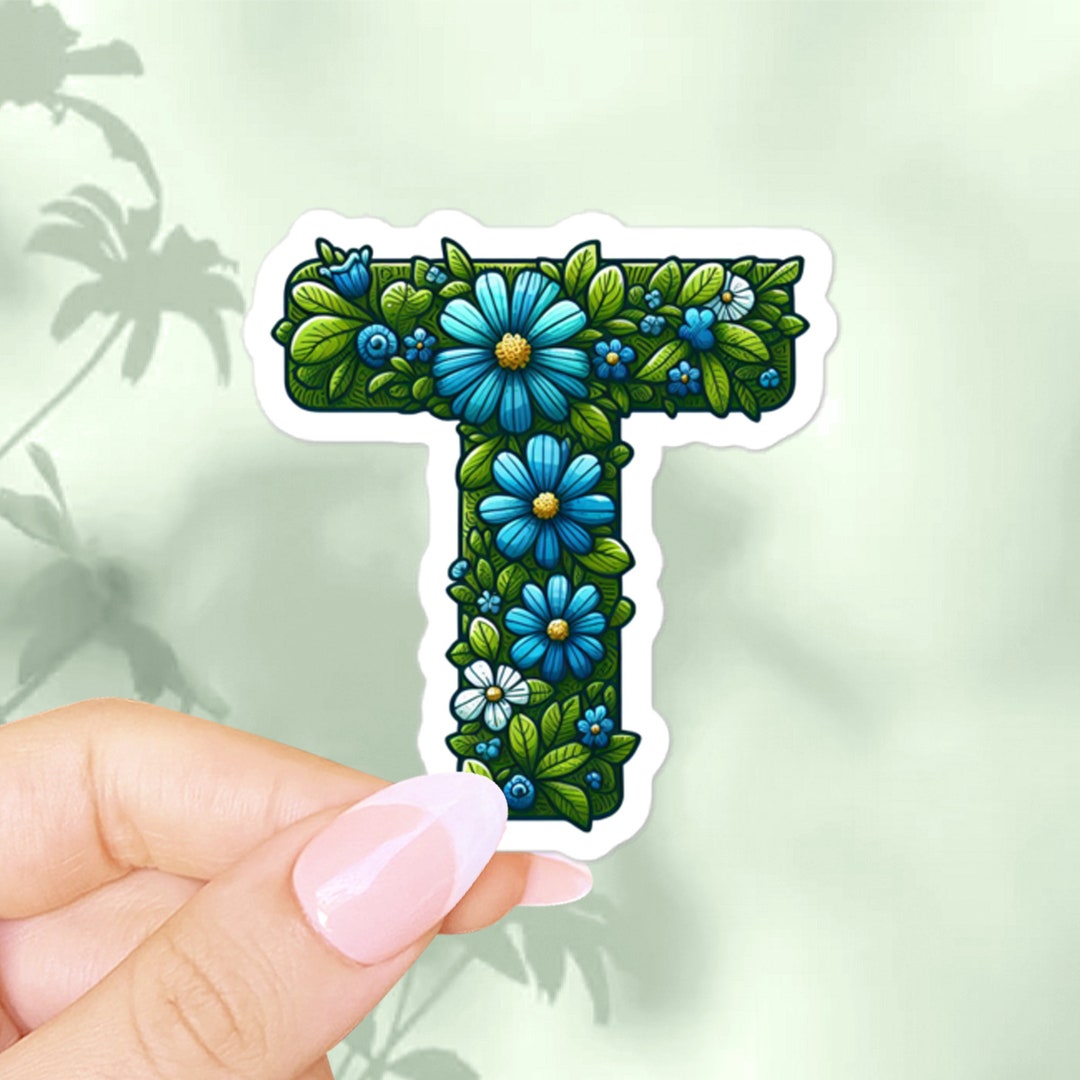 Alphabet Letter T Flower Sticker. Laptop, Macbook, iPhone and Phone ...