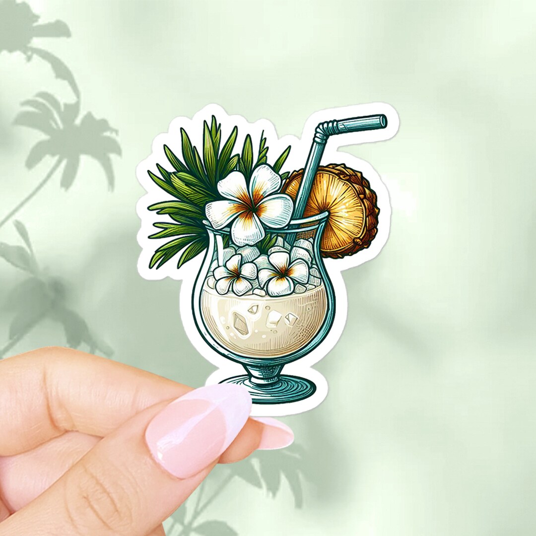 Piña Colada Cocktail Sticker. Signature Drinks Sticker & Cocktail ...