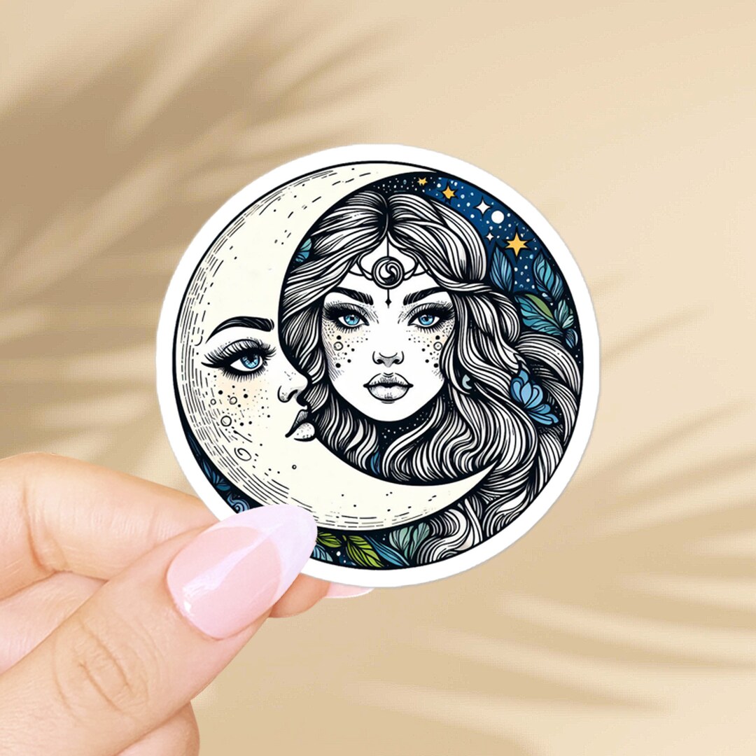 Mystical Moon Goddess Sticker. Bullet Journal Decal, MacBook and Phone ...
