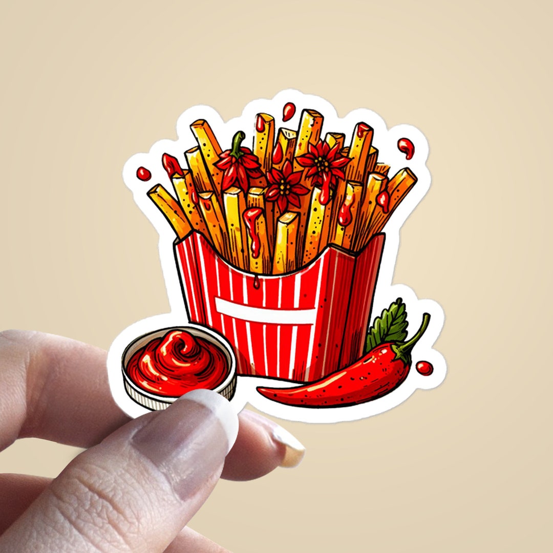 French Fries Floral Sticker, Phone Case, Kindle, MacBook Sticker, Fast ...