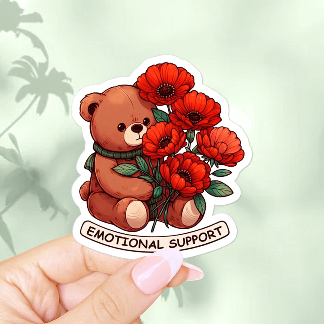 Emotional Support Teddy Bear Sticker. Emotional, Mental Health Matters ...