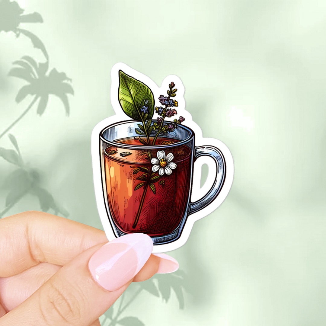 Floral Tea Sticker. Bullet Journal Decal, Ipad, MacBook and Phone Case ...