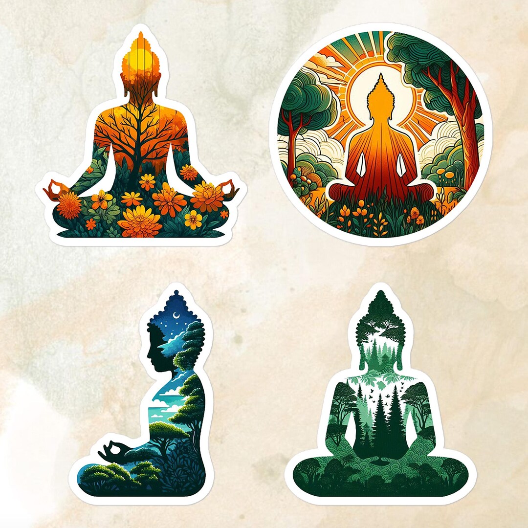 Meditating Buddha Sticker Set – Yoga Lover Spiritual Gift - Buddhism ...