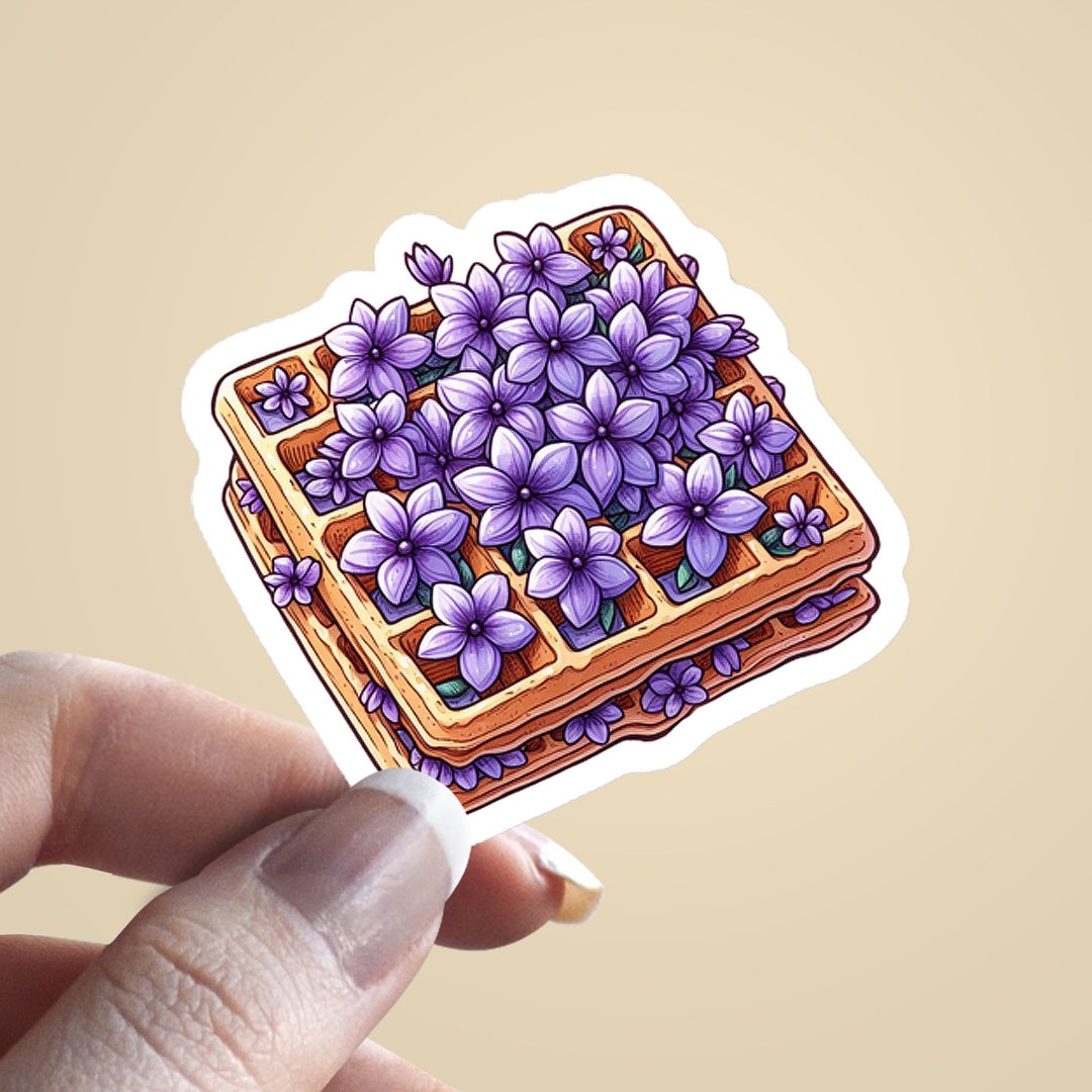 Waffle Sticker Funny & Cute Decal Snack Stickers Food Lover Floral ...