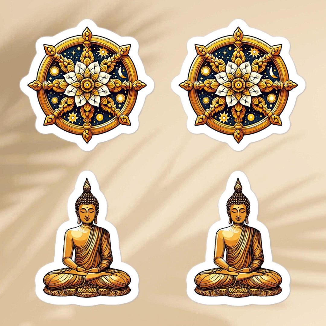Dharma Wheel, Buddha Sticker– Zen Buddhism Faith, Buddhist Symbols and ...