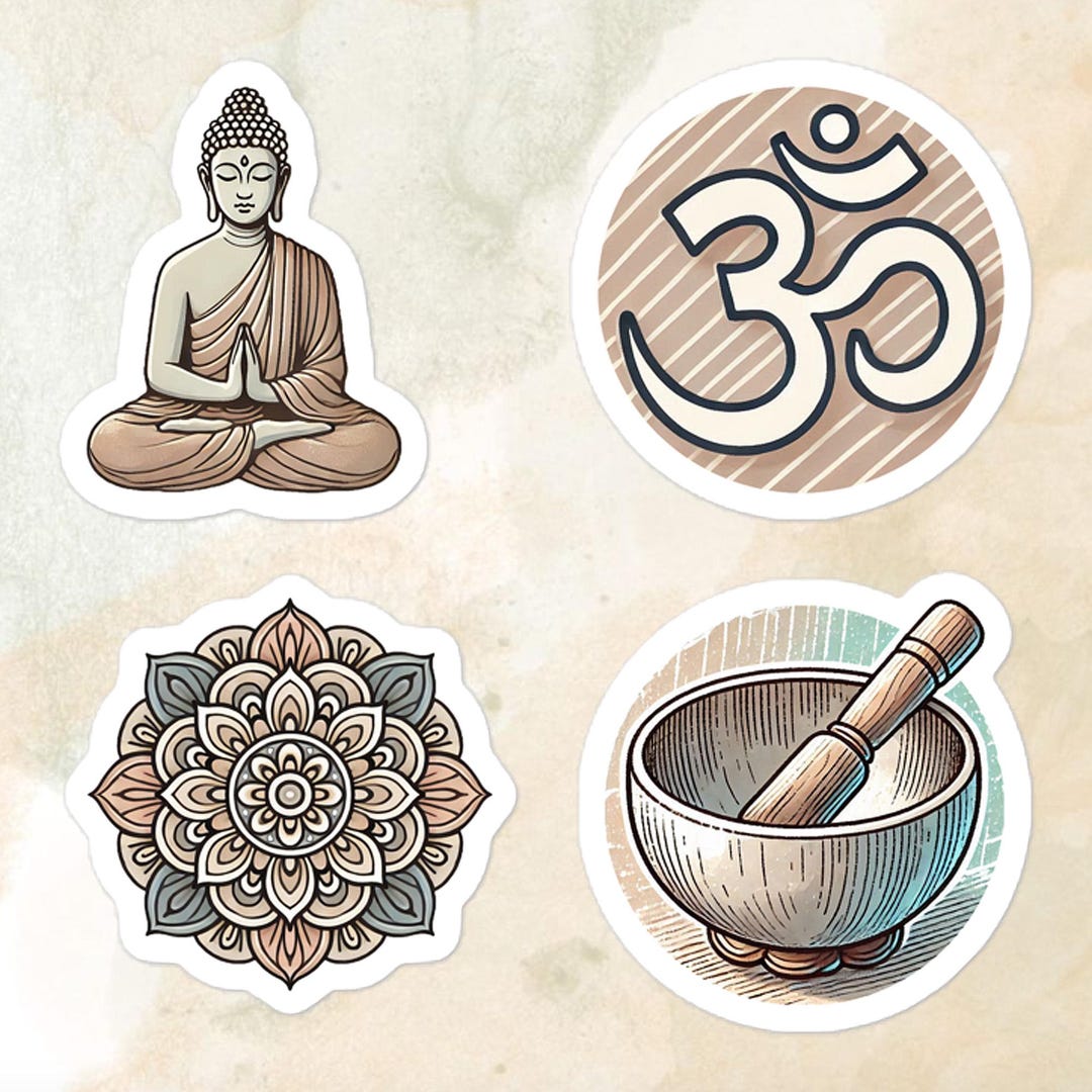 Buddhist Symbols Sticker – Yoga Lover Spiritual Gift - Zen Buddhism ...