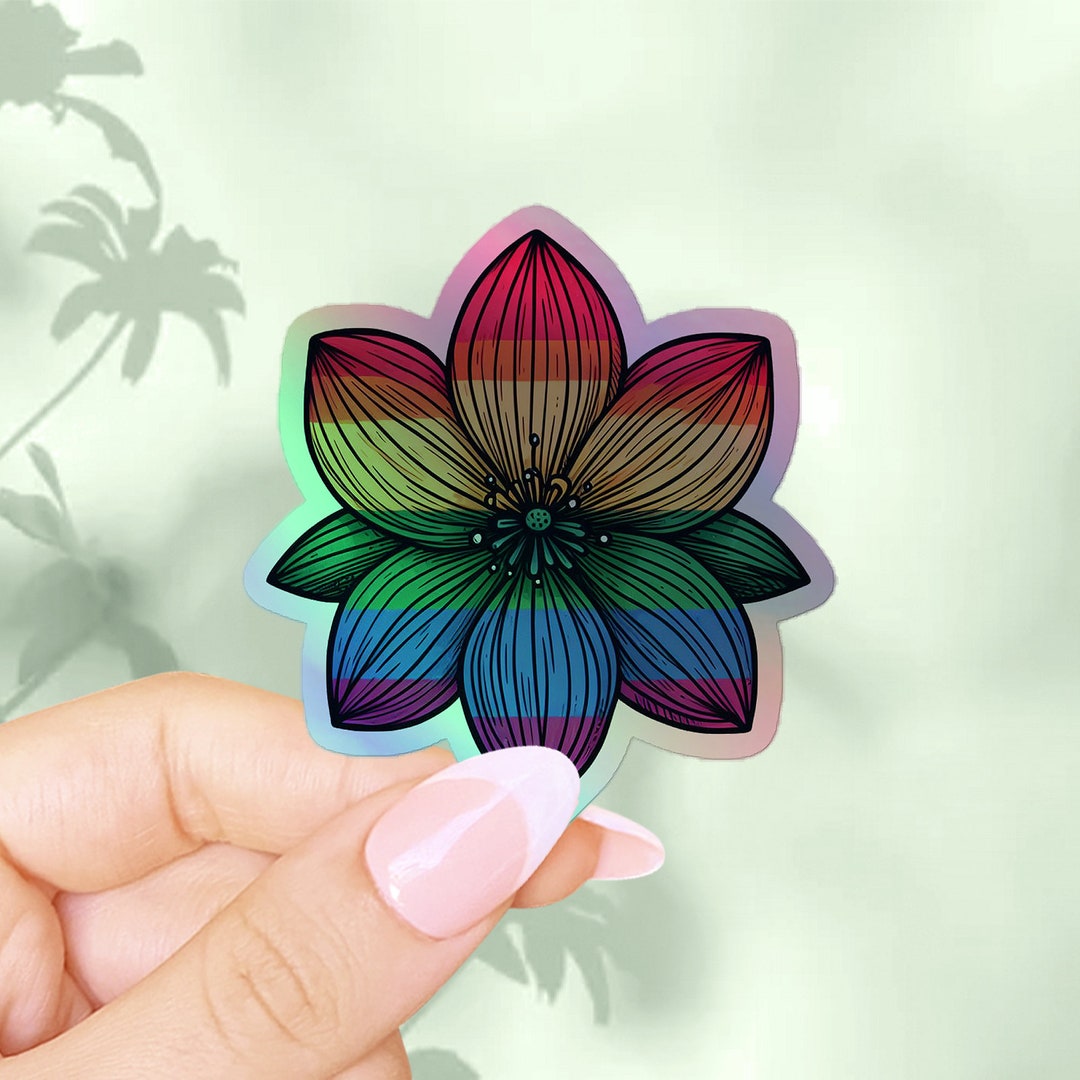LGBT Flower Holographic Sticker Set. Laptop, Macbook, iPhone and Phone ...