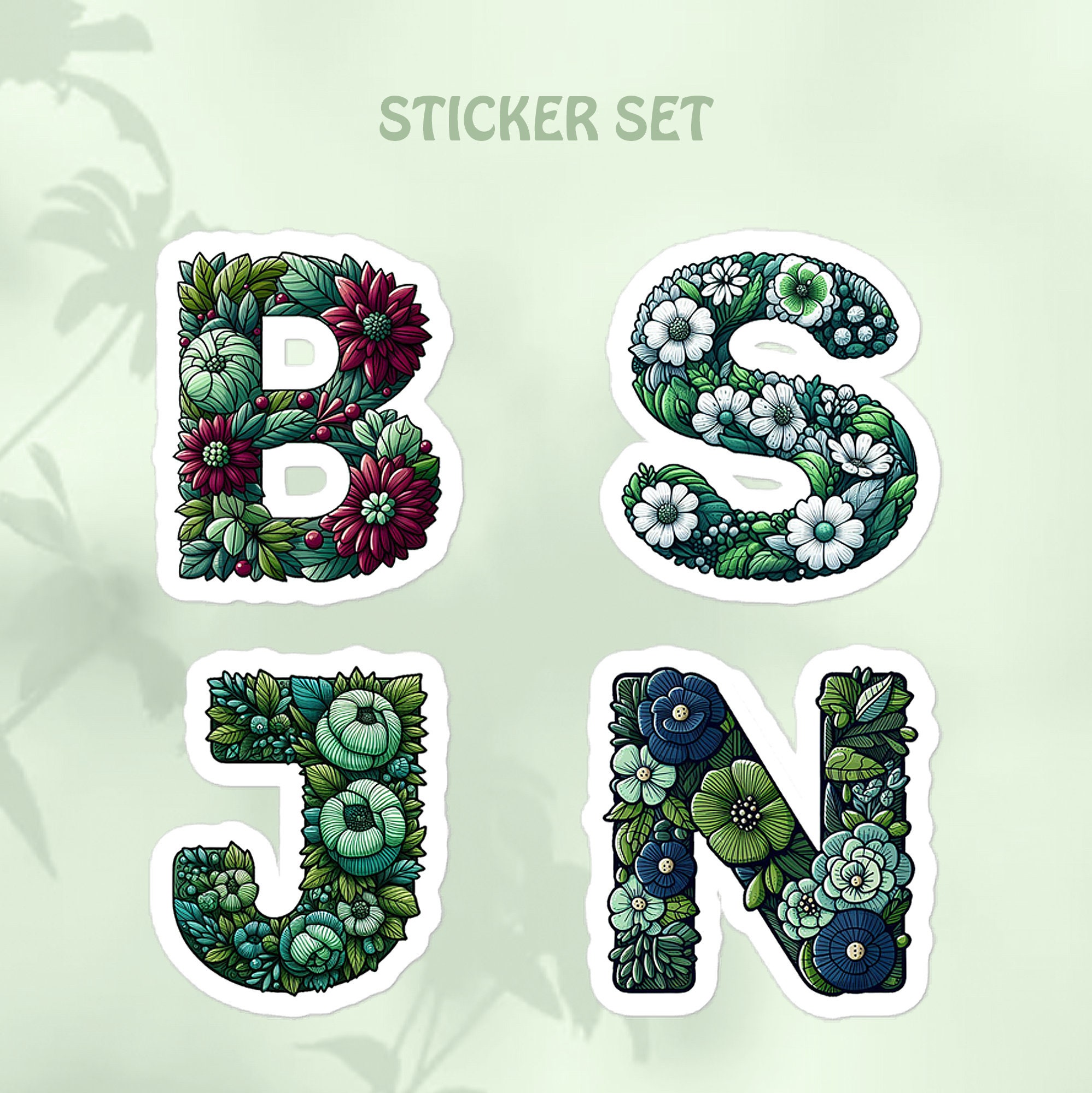 Choose 4 Alphabet Letter Stickers With Flowers. Custom Viny Lettering ...