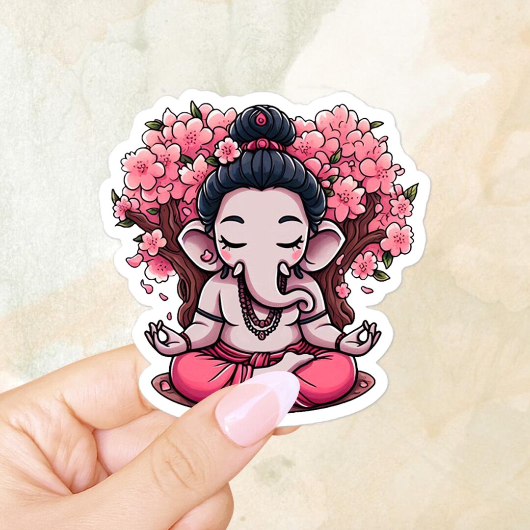 Cute Ganesh Meditation Sticker – Hindu Religion, Hinduism Symbols and ...