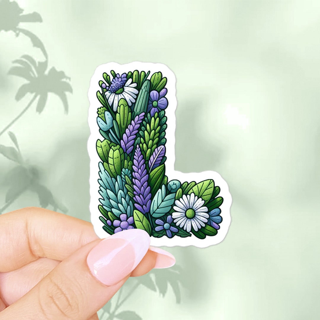 Alphabet Letter L Flower Sticker. Laptop, Macbook, iPhone and Phone ...