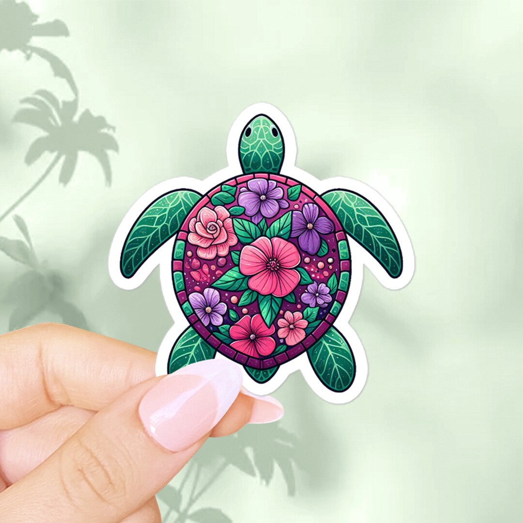Sea Turtle Flower Sticker. Bullet Journal Decal, Ipad, MacBook and ...