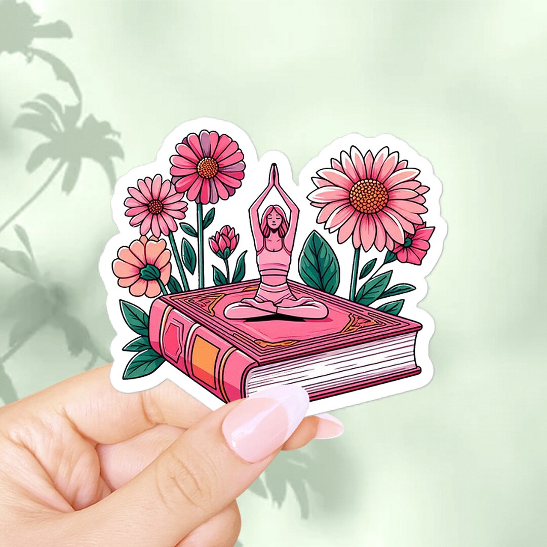 Yoga Posture Booklover Sticker - Wellbeing Meditation Spiritual Yoga ...