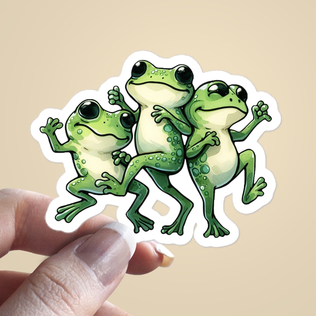 Dancing Frogs Sticker Frog Stack Sticker Adorable Amphibian Vinyl Decal ...