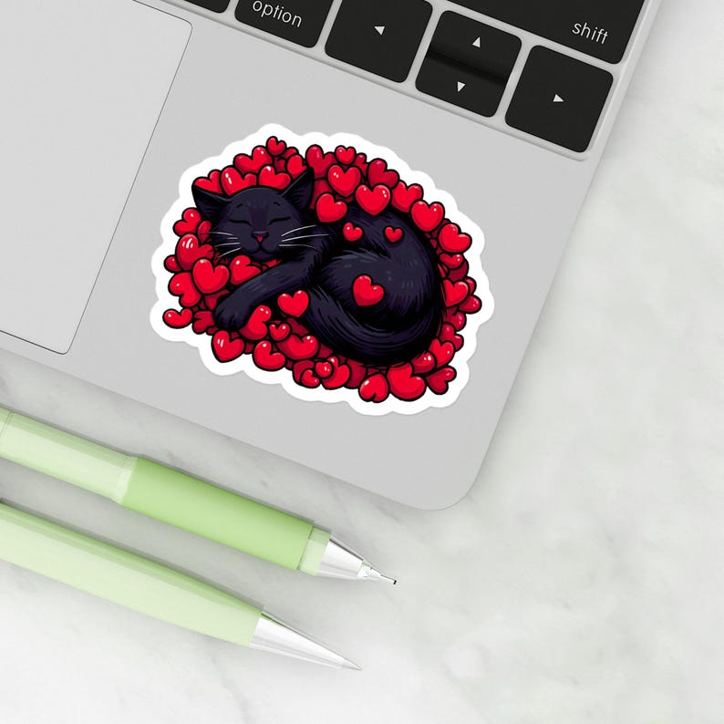 Sleeping Cat Sticker. Cute Gifts for Cats Lover, Girlfriend Birthday or ...