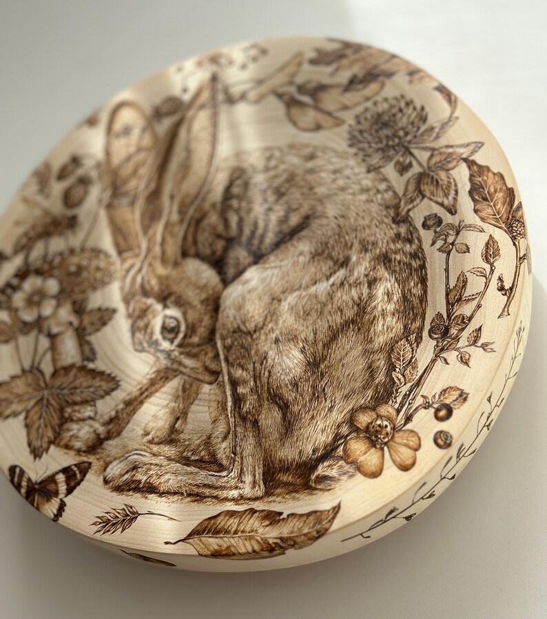 Hare Pyrography Art. the Painting is Burned on Wood. Pyrographic Art ...