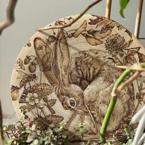 Hare Pyrography Art. the Painting is Burned on Wood. Pyrographic Art ...