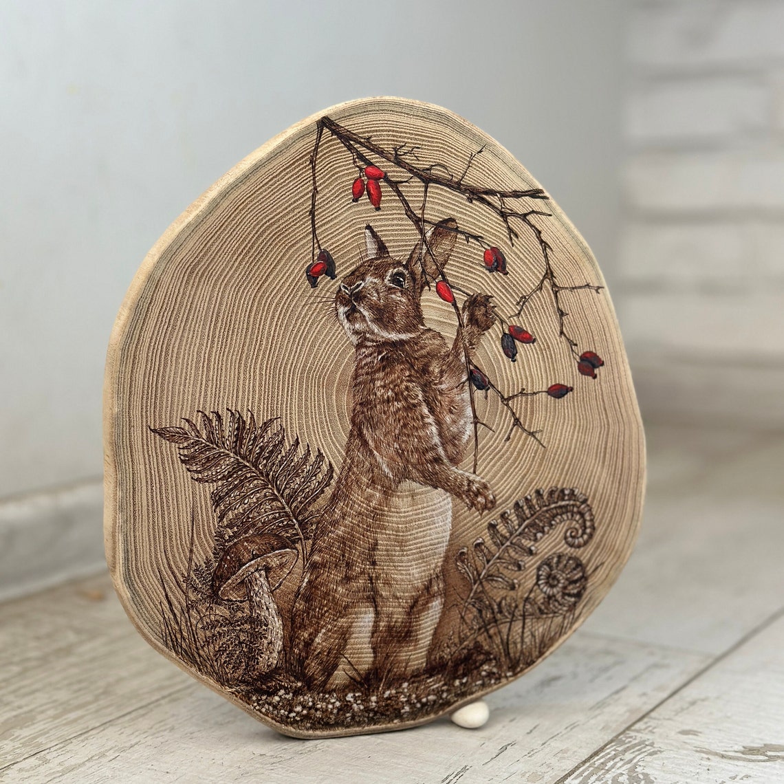 Wooden Hare Wall Art. Handmade Wood Burning. Handmade Gift. Wall Decor ...