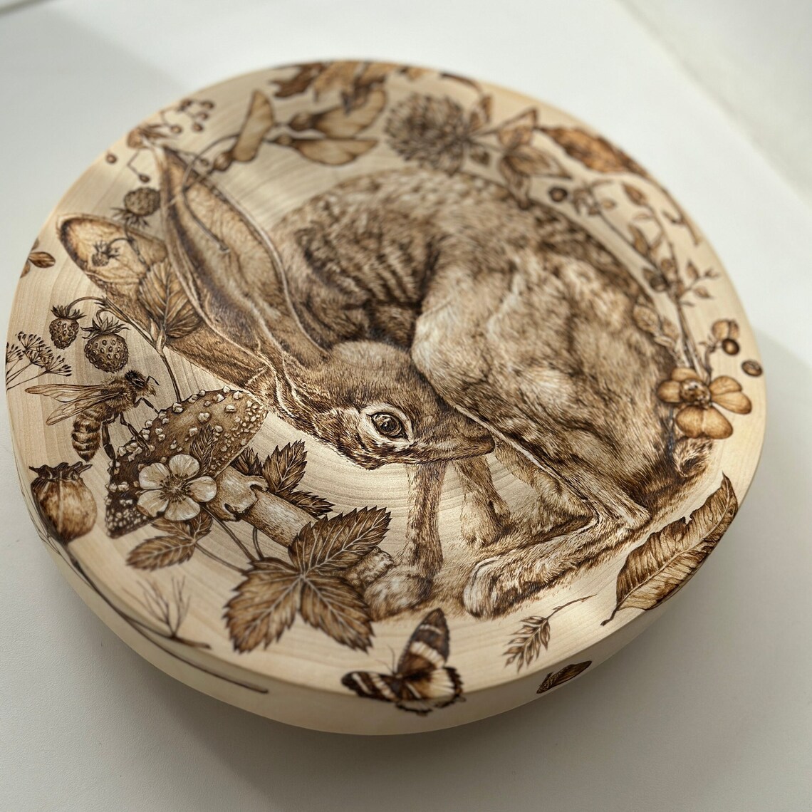 Hare Pyrography Art. the Painting is Burned on Wood. Pyrographic Art ...