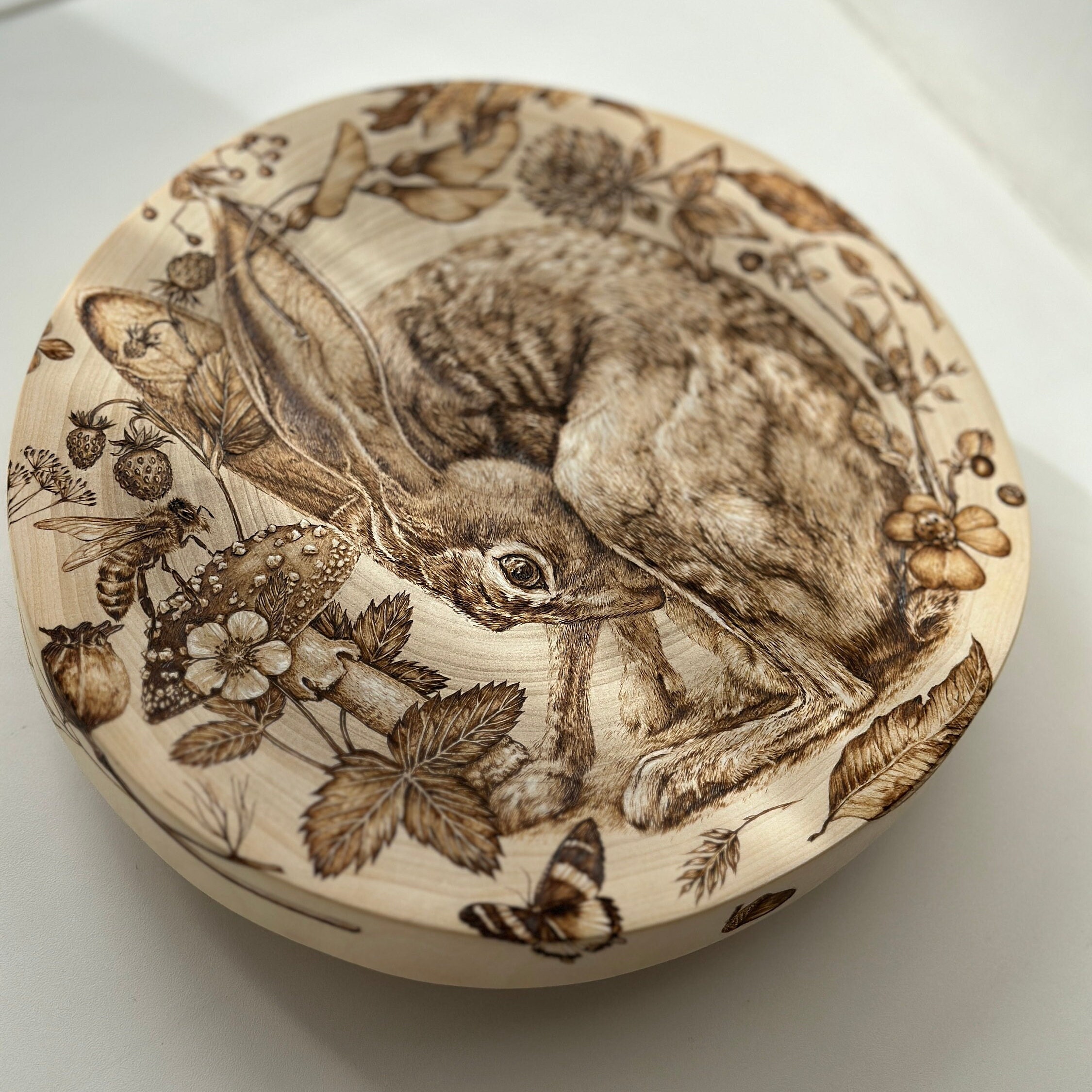 Hare Pyrography Art. the Painting is Burned on Wood. Pyrographic Art ...