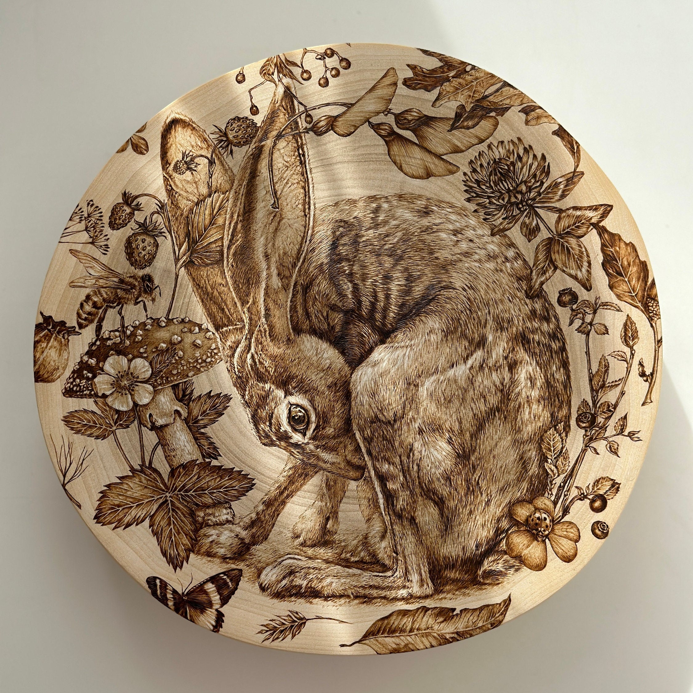 Hare Pyrography Art. the Painting is Burned on Wood. Pyrographic Art ...