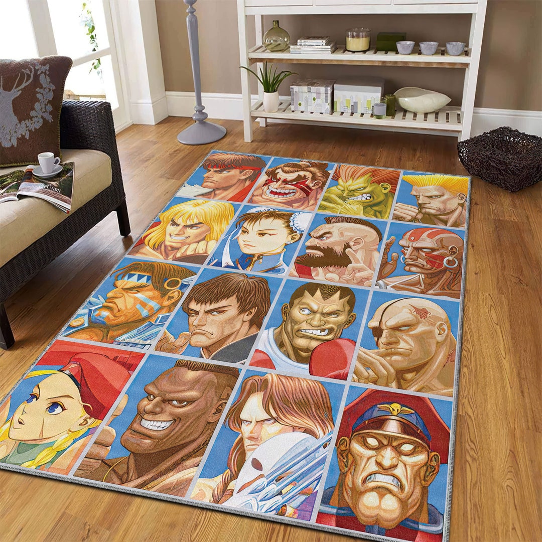 Street Fighter Arcade Game Rug, 90's Gaming Chair Mat, Retro Style ...