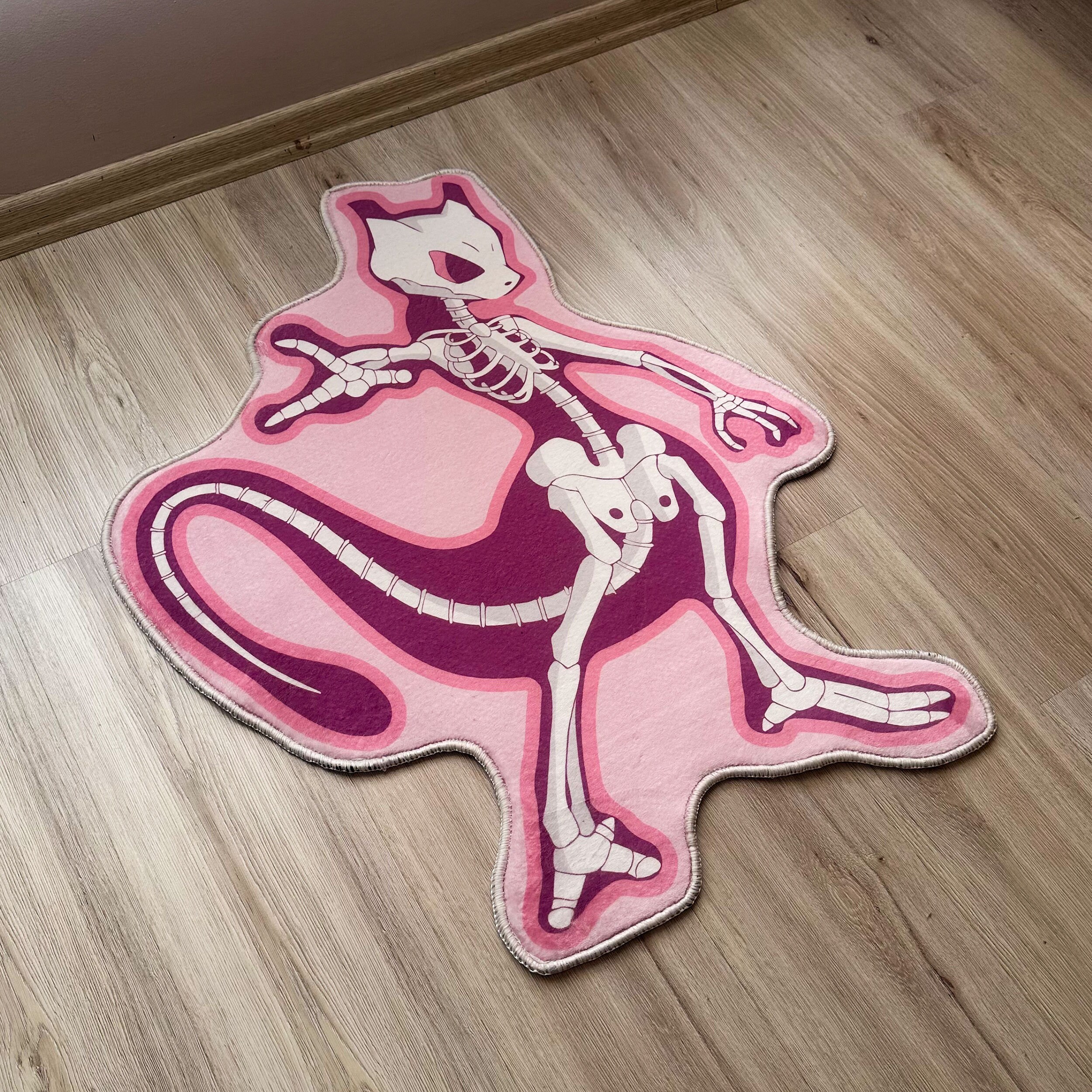 Mewtwo Skeleton Purple Anime Rug, Pokemon Lover Decor Room Mat, Anime ...